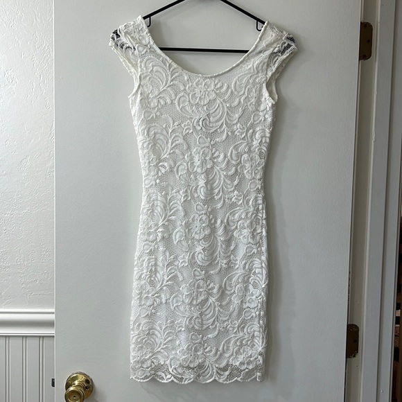 H&M | Dresses | Hm Divided White Lace Body Con Dress | Poshmark